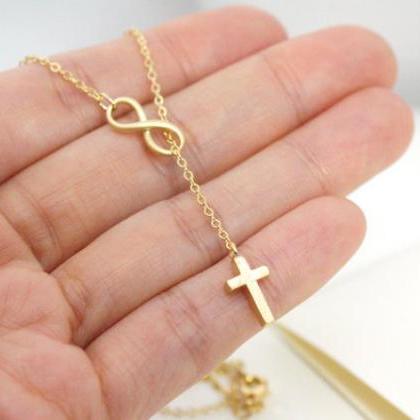 Cross Infinity Necklace, Cross Lariat Necklace, Cross And Infinity Lariat, Forever, Christmas ...