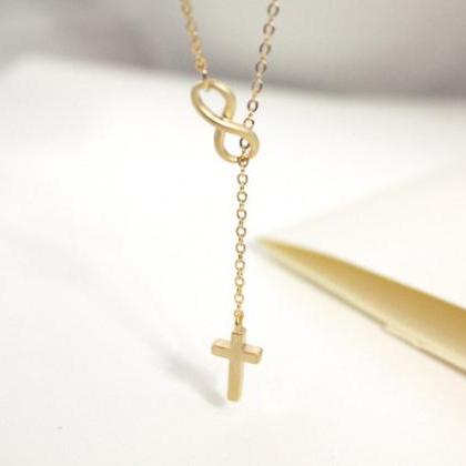 Cross Infinity Necklace, Cross Lariat Necklace, Cross And Infinity Lariat, Forever, Christmas ...