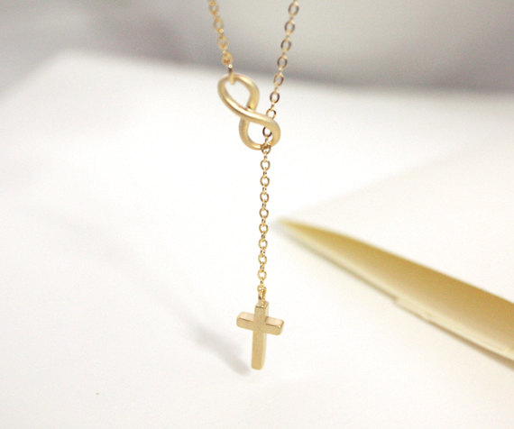 Cross Infinity Necklace, Cross Lariat Necklace, Cross And Infinity ...