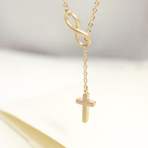 Cross Infinity Necklace, Cross Lariat Necklace, Cross And Infinity Lariat, Forever, Christmas ...